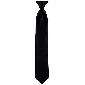 boxed-gifts Clip on Ties for Men - Premium Black Solid Color Clip on Tie