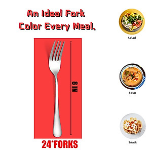 24 Pieces forks silverware, Food Grade Stainless Steel Forks Silverware, Metal Forks Set for Home Kitchen Restaurant, Cutlery Flatware Forks, Mirror Polished & Dishwasher Safe - 8 Inch