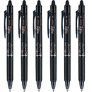 Pilot FriXion Clicker pen 1.0mm, Erasable Gel Pens, Bold Point, 6 pack (Black)