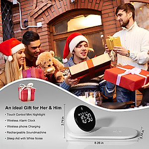 Digital Clock, Alarm Clock with Fast 15W Wireless Charger for Bedroom,Teen Girls Boys Gifts, Dual Alarm, 20 Sleep Sounds, Bluetooth Speaker, Night Light, Bedside Clock for Heavy Sleepers Adults