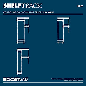 ClosetMaid 2087 ShelfTrack 2ft. to 4ft. Adjustable Closet Organizer Kit, White