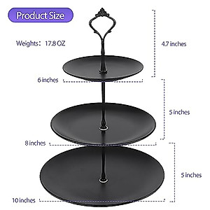 Lucky Will Black Tiered Dessert Serving Tray for Kid's Party Supplies Favors 3 Tier Cupcake Cake Stand for Birthday Tea Afternoon Halloween Christmas Candy Bar