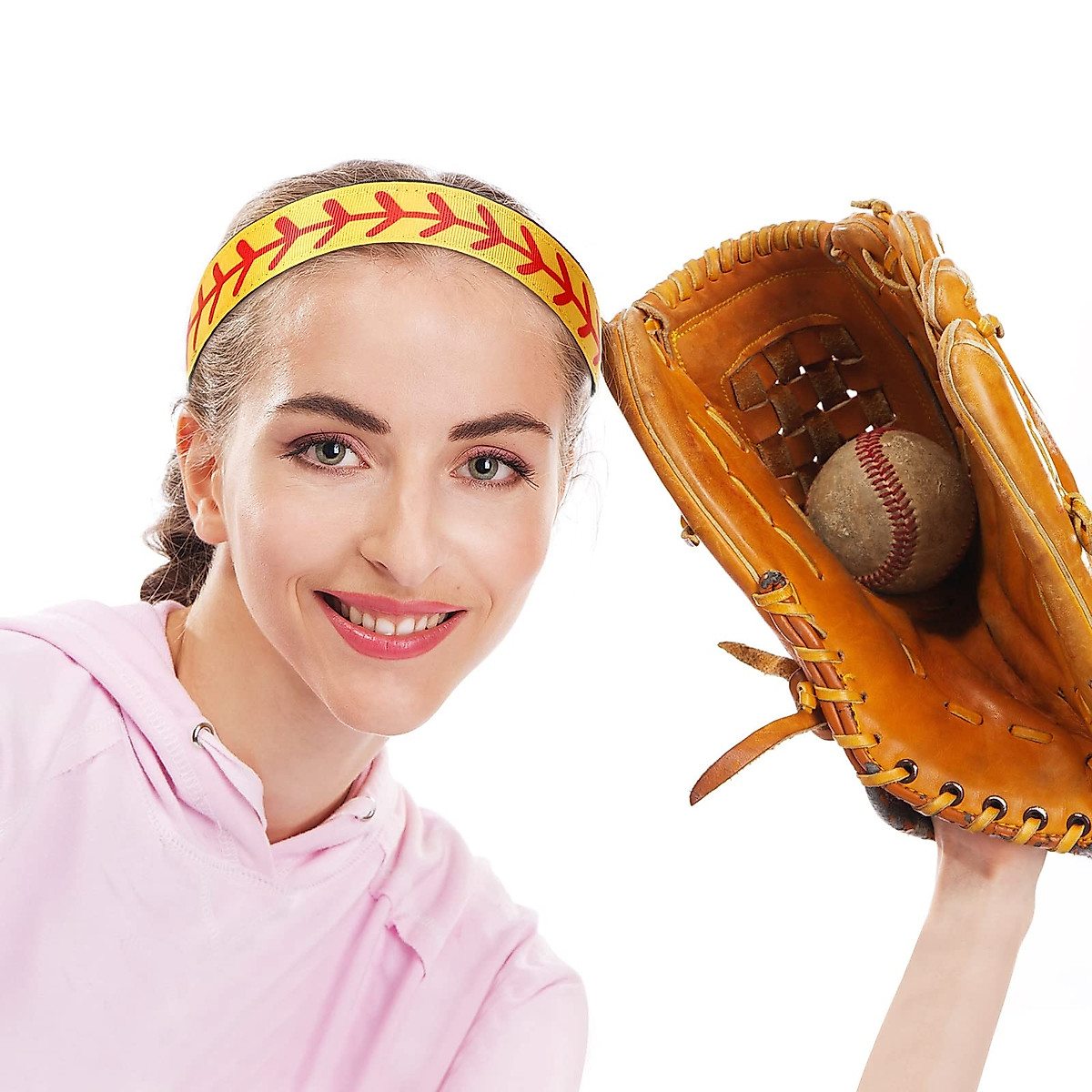 6 Pieces Elastic Baseball Headbands - No Slip, Adjustable Hair Accessories for Sports, Workout, and Teen Girls