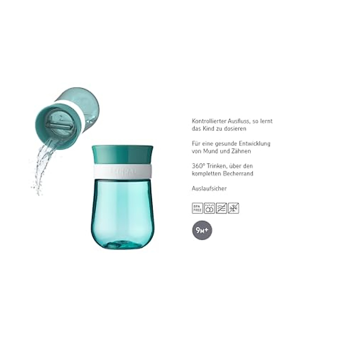 Mepal Mio – 360° Training Cup Deep Blue – Leak-proof Cup from 9 Months – Dishwasher Safe