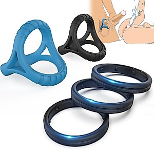 XINBALE Silicone Penis Rings Set Sex Toys for Men，5 Different Sizes Cock Rings for Erection Enhancing, Long Lasting Stronger Men Sex Toy, Strechy Adult Toys for Couples Pleasure