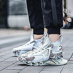 GJUYC Sneakers Shoes for Men Running Shoe Mens Trail Air Fashion Sport Man Athletic Men's Basketball Walking Casual Hiking Male White Size 10.5 Runner Breathable