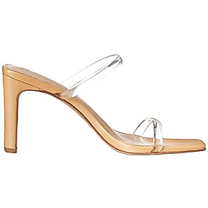 The Drop Women's Avery Square Toe Two Strap High Heeled Sandal, Clear, 7.5
