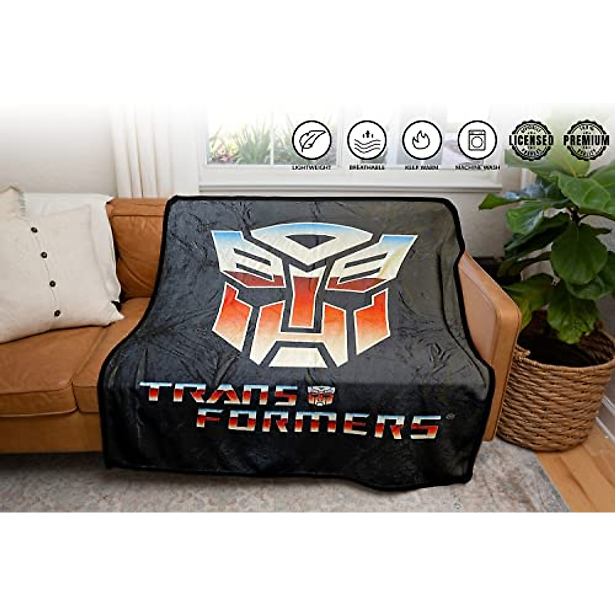 Transformers Hasbro Autobot Symbol 80's Cartoon Printed Plush Throw Blanket