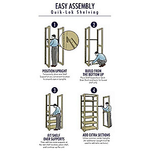 Aurora Quik-Lok Shelving [ Adjustable, Easy-to-Assemble Open Shelving ] Starter Unit | 6 Openings | 76" Tall | 18" Deep | Gray Mist