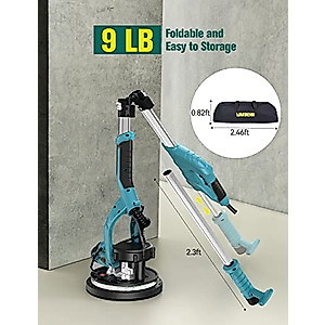 WAABENN Drywall Sander,900-1800rpm Electric drywall sander with vacuum,Foldable Retractable Wall Sander,LED Light,5 Adjustable Speeds12pcs Sandpaper