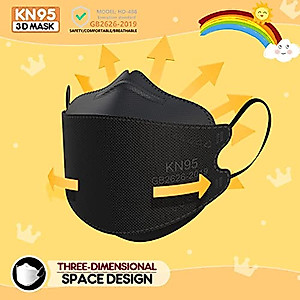 KIMARS Kids KN95 Face Masks for Children 100 Pack, Breathable Comfortable and Disposable KN95 Mask, Black
