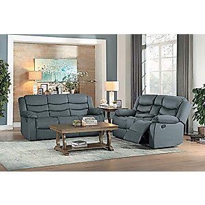 Homelegance 70" Manual Double Reclining Loveseat, Gray