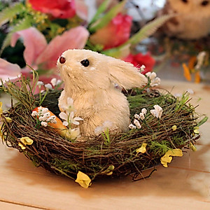 aporake Easter Bunny Statue, Standing Straw Rabbit, Simulation Bunny Garden Decor, Hand-Woven Straw Animal Figurine Festival Home Ornament (#11)