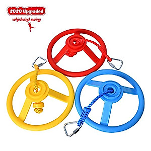 Gardtech Ninja Wheel Obstacle, Swing Spinning Wheels - Gymnastic Wheel, Swing Wheel for Backyard Warrior Obstacle Course Jungle Gym Slackline Kits (Red)