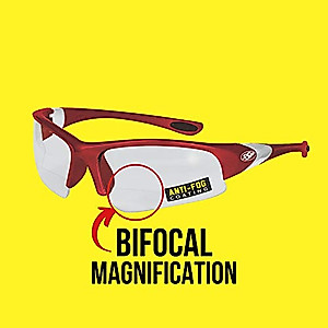 SSP Eyewear 2.50 Bifocal/Reader Safety Glasses with Black Frames and Clear Anti-Fog Lenses, Entiat 2.5 BLK CL A/F,Black - Clear