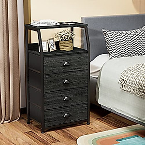 Furnulem 10 Drawer Dresser for Bedroom, Nightstand with 4 Drawers, Storage Organizer for Closet, Living Room, Entryway, Fabric Bins, Wood Top, Metal Frame(Black Oak)