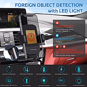 CHGeek Wireless Car Charger, 15W Fast Charging Auto Clamping Car Charger Phone Mount Phone Holder fit for iPhone 14 13 12 11 Pro Max Xs, Samsung Galaxy S23 Ultra S22 S21 S20, S10+ S9+ Note 9, etc