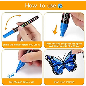 Acrylic Paint Pens,Emooqi Marker Pens for DIY Craft Projects Waterproof Paint Art Marker for Rock Painting, Ceramic, Glass,Canvas,Mug,Wood,Metal-0.7mm fine tip (24 PCS)