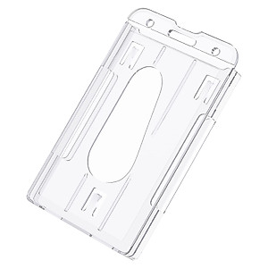 Pawfly Vertical 2-Card Badge Holder with Thumb Slot Hard Transparent PC Case Protector for Office School IDs Credit Cards Driver’s Licenses and Passes, 2 Pack