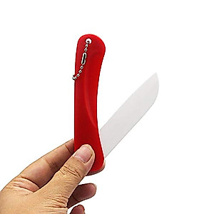 YAODHAOD Folding Knife,Folding Vegetable Fruit Ceramic Knife Handy Perfect for Picnics,Camping - 5 colors optional (Red)