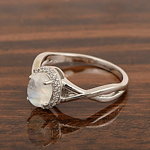 Solitaire Oval 1 Ctw Multi Choice Natural Gemstone Birthstone Sterling Silver 925 Women Wedding Ring GIFT FOR HER Moonstone, Sz7