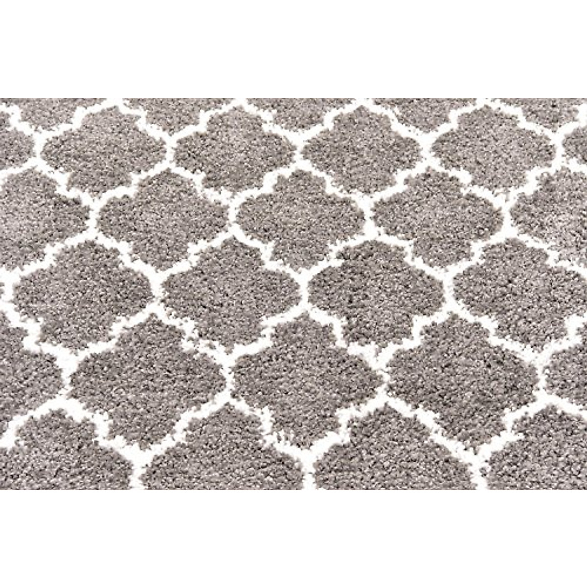 Unique Loom Rabat Shag Collection Area Rug - Marble (5' 1" x 8' Rectangle, Gray/ Ivory)