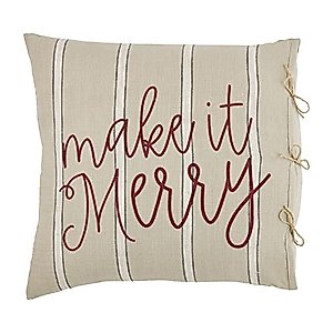 Mud Pie Christmas Woven Pillow, 11" x 35", Make it Merry 116 Count