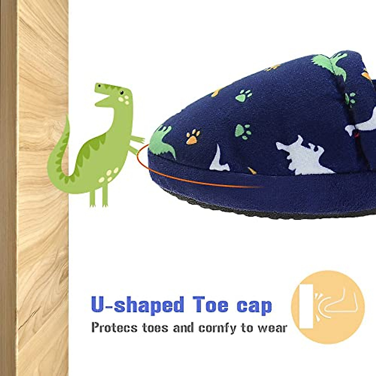 Little Kid Dinosaur Indoor Wave-Like Slippers Warm Indoor Slip-on Slippers Size 2-3 US Dinosaur