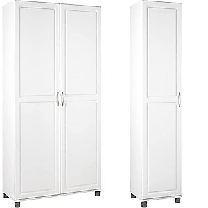 SystemBuild Kendall 36" Utility Storage Cabinet - White & Kendall 16" Utility Storage Cabinet - White