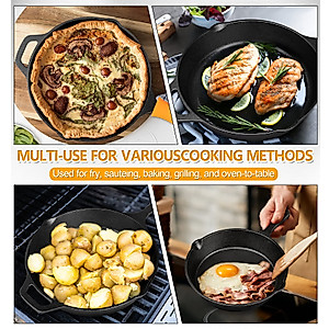 MICHELANGELO Cast Iron Skillet, 12 Inch Cast Iron Skillet With Lid, Preseasoned Large Skillet Oven Safe, Iron Skillets for Cooking with Silicone Handle & Scrapers - 12 Inch