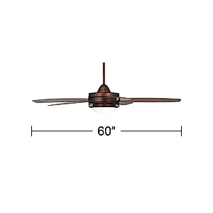Casa Vieja 60" Casa Province Modern Rustic Indoor Outdoor Ceiling Fan with Light LED Remote Control Oil Brushed Bronze Reversible Dark Walnut Maple Blade Damp Rated for Patio Exterior House Porch