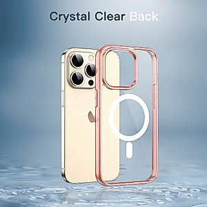 JETech Magnetic Case for iPhone 13 Pro Max 6.7-Inch Compatible with MagSafe Wireless Charging, Shockproof Phone Bumper Cover, Anti-Scratch Clear Back (Rose Gold)