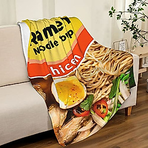 LASWEGA Ramen Blanket Ramen Chicken Flavor Noodle Soup Throw Blanket, Flannel Fleece Air Conditioning Quilt Best Gift Lightweight Cozy Plush Blanket for Sofa Chair Bedroom,60"x50"