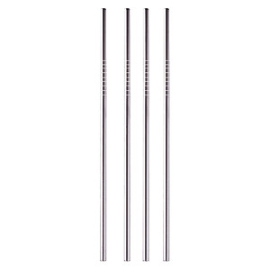No BPA & No Lead 100% Stainless Steel Straight Swirl Straw With Brush Cleaner Included, Set of 4