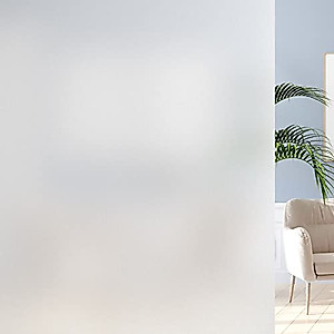 DOWELL Privacy Window Film, Frosted Glass Window Film for Bathroom, Static Cling Non Adhesive Window Clings, Opaque Door Shower Covering, UV Blocking Window Sticker for Home Office, 17.5 x 78.7 inches