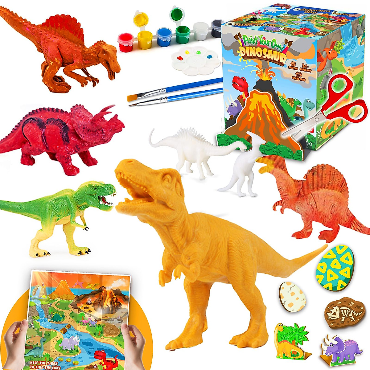 FUNZBO Dinosaur Toys for Kids 3-5, Painting Kits for Kids Ages 4-8 with Art Supplies, Arts and Crafts for Kids, Painting Set Toys for 6 7 8 9 10 11 12 Years Old Toddlers Boys Christmas Birthday Gifts