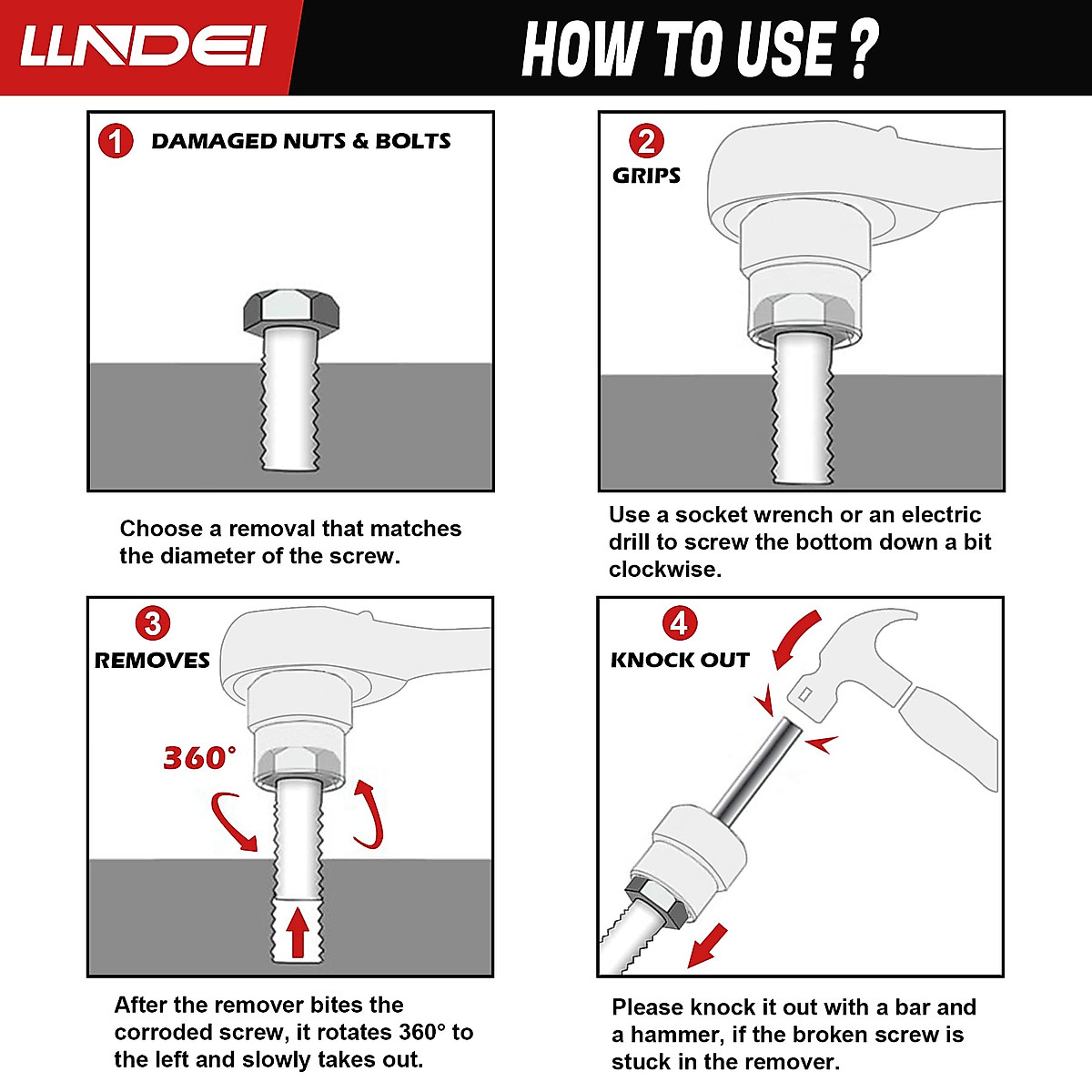 LLNDEI Upgrade Lug Nut Remover Bolt Extractor Set ½ in. and ⅜ in. Drive, Impact Bolt Nut Remover Socket Tool, Chrome-Molybdenum Steel, 1/2"&3/8" Dr. Twist Socket Set with Black Case (22PCS)