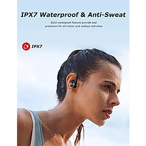 TTQ Wireless Earbuds, Bluetooth Headphones 80Hrs Playtime with Charging Case and Earhooks Over Ear Waterproof Earphones with Mic for Working Sports Running Workout iOS Android TV Phone Laptop