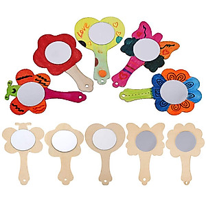 Vankcp 27pcs Creative DIY Wooden Mirror Mini Wooden Craft Painting Princess Unfinished Mirror for DIY Handmade Craft Party Decorations