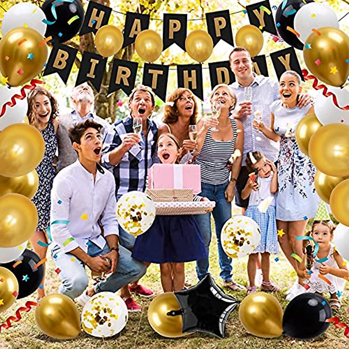105pcs Matte Balloons and Confetti Balloons with 18 Inch + 12 Inch + 10 Inch + 5 Inch Latex Party Balloons for Gender Reveal Wedding Engagement Birthday Bridal Shower Party Decorations (Gold)