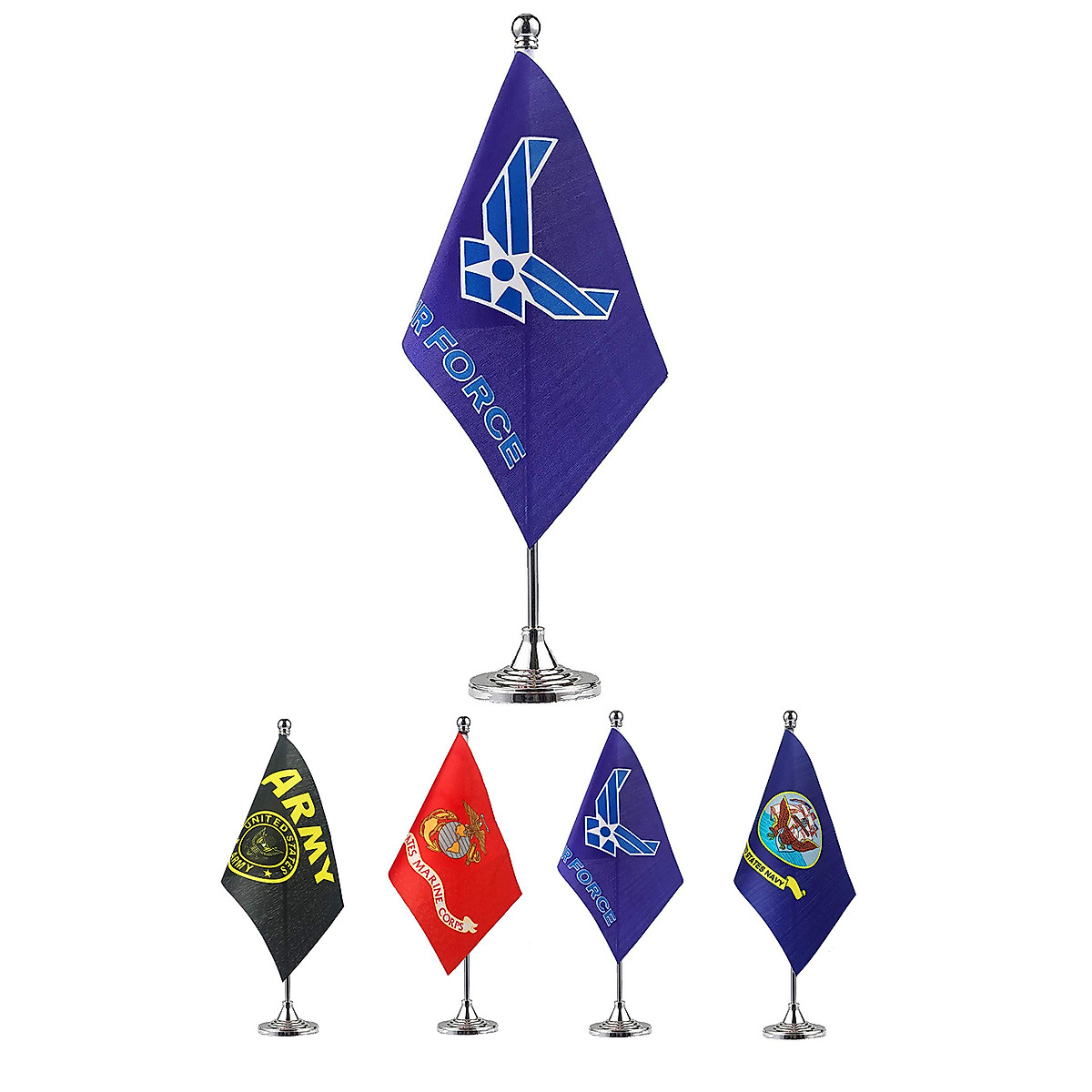 GentleGirl.USA US Air Force Wings Table Flag stick Small Mini United States Military Polyester flag Office Table Flag on Stand Base,for Army Party Events Celebration Decorations Supplies