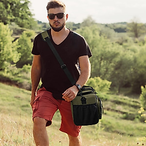 MIER Leakproof Insulated Cooler Lunch Bag for Adult Men Women 30 Can Cooler Bag with Top Flip Lid, 18L, Multiple Pockets (Dark Green-No Luggage Strap)