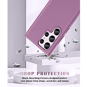 BANLEA for Samsung Galaxy S23 Ultra Case with Camera Lens Protector, Liquid Silicone Protective Shockproof Hard Phone Case, [Anti-Scratch] Soft Microfiber Lining for 5G 6.8 Inch 2023 - Purple