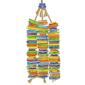Birds LOVE Chew-Tastic Triple Tower of Shredded Fun Colorful Safe Lots of Wood to Chew Large Bird Cage Toy for African Greys, Amazons, Eclectus, Cockatoos, Macaws and Similar Sized Birds