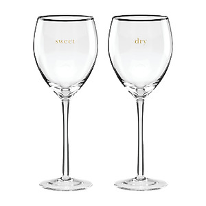 Kate Spade New York Cheers to Us Sweet & Dry Wine Glasses, Set of 2, 0.88, Clear