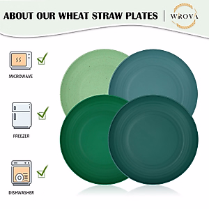 Wheat Straw Plates - 10 Inch Unbreakable Dinner Plates Set of 8 - Modern Dinnerware Dishes Dishwasher & Microwave Safe-Lightweight Plates for kitchen,camping (Forest Series)
