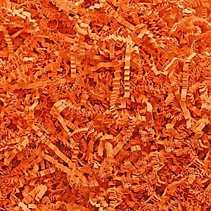 Bobobag - 1LB Crinkle Cut Paper Shred Filler Recyclable Gift Wrap Confetti Raffia Grass Shred Paper for Easter Baskets Filler Creative Eggs Decor(Orange)