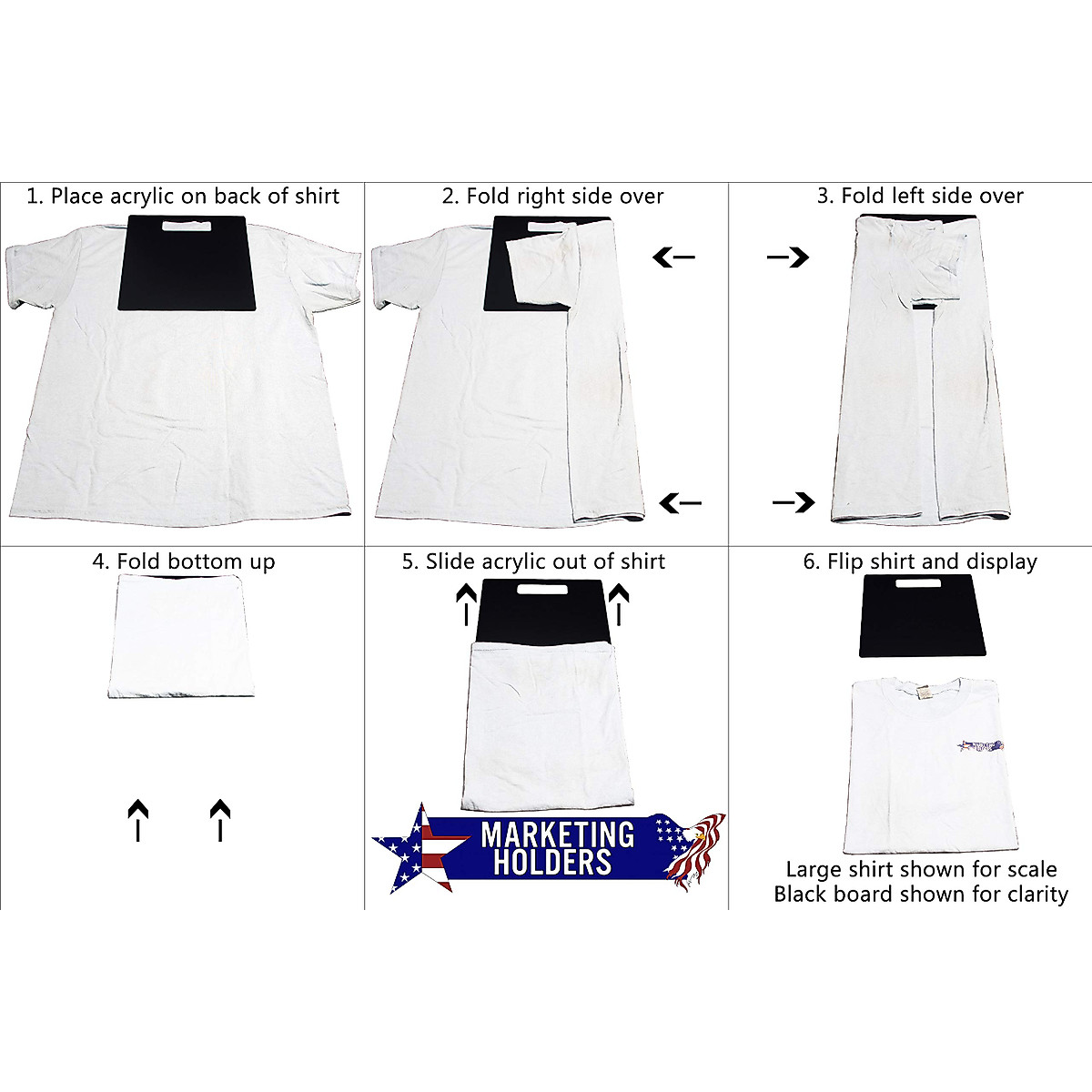 Marketing Holders Shirt Folding Board 11" x 12" Clear Acrylic Retail Shops Department Stores Laundromats Folding Tool Helpful Precise Neat Stackable