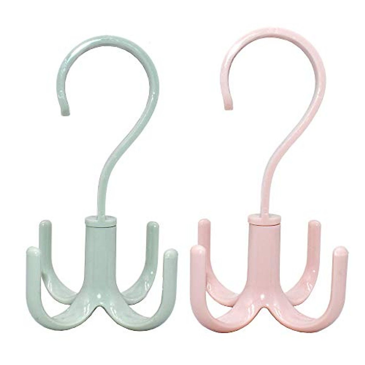 Closet Hanging Organizer Storage Purse Rack Handbag 360 Degree Rotating 4 Hooks for Belt Scarf Tie Rack Holder