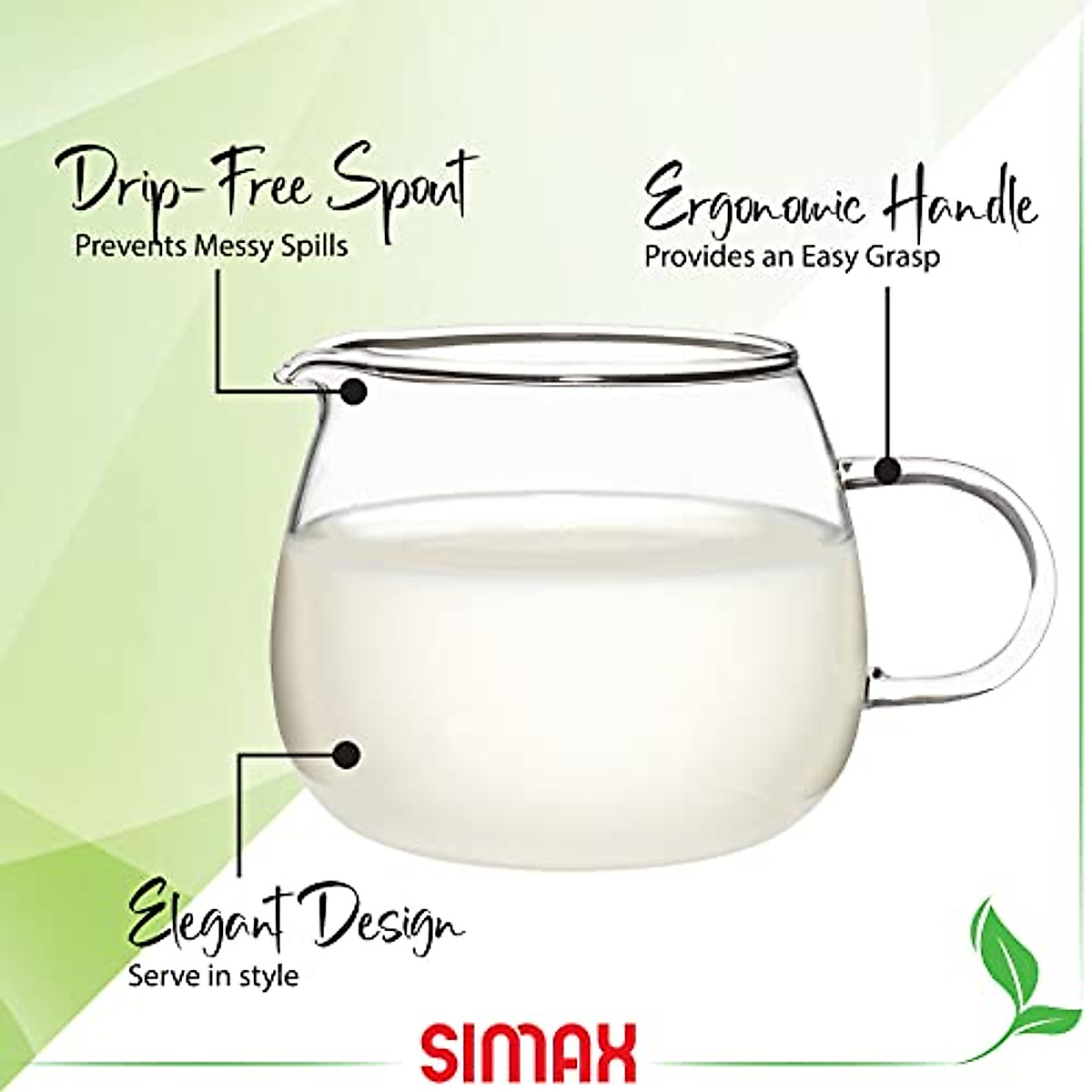 Simax Glassware Glass Creamer Pitcher: SMALL Glass Milk Pitcher For Tea, Coffee and Syrup – Borosilicate Glass - Clear Glass Cream Pitcher – Mini Pitcher – 8 Oz Frothing Pitcher - Milk Pourer